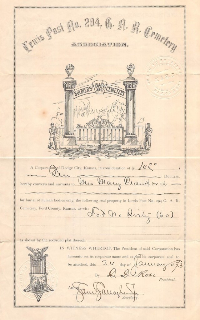 Cemetery Deed - Heartland Genealogy