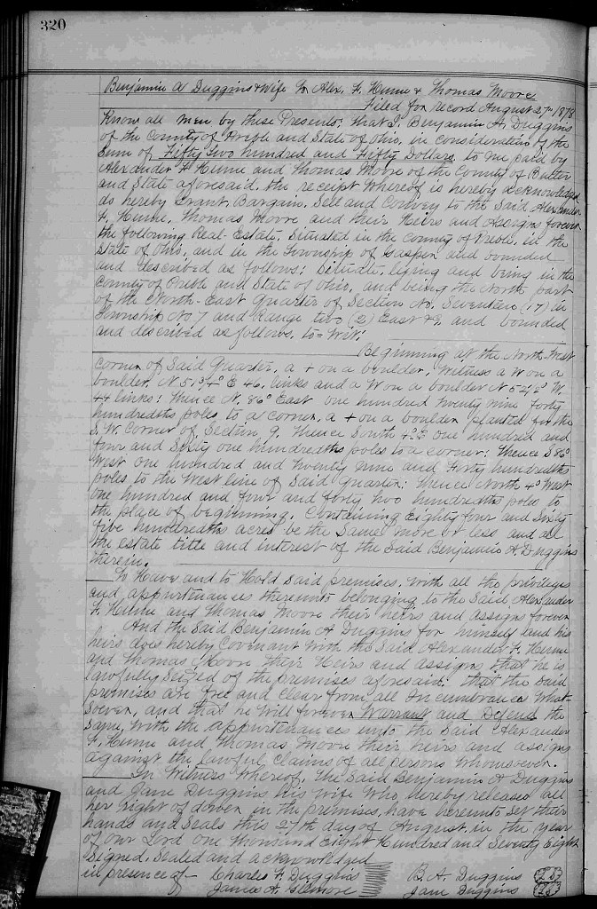 Benjamin Duggins Sells Land - Heartland Genealogy